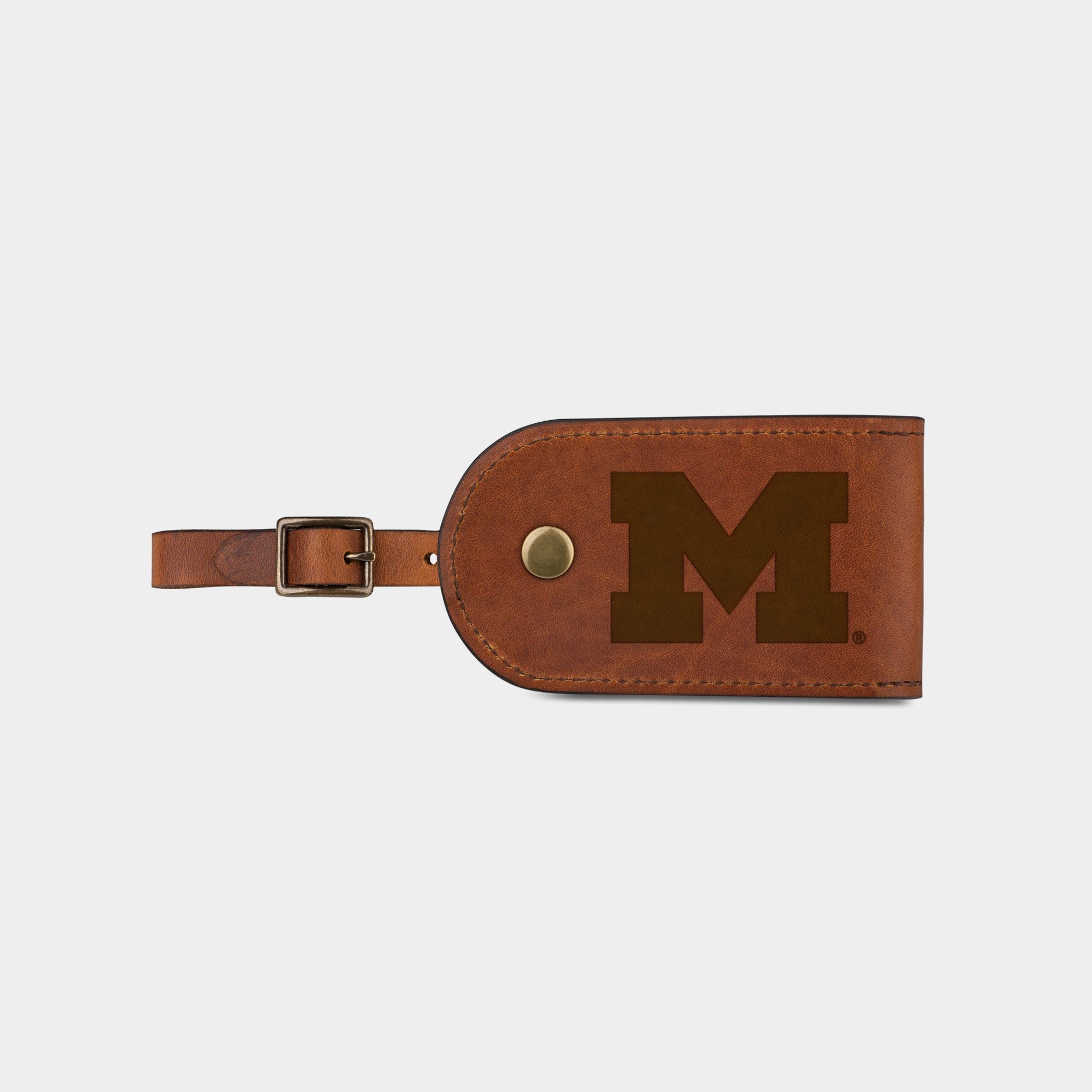 Michigan Wolverines "M" Leather Luggage Tag | Heritage Gear